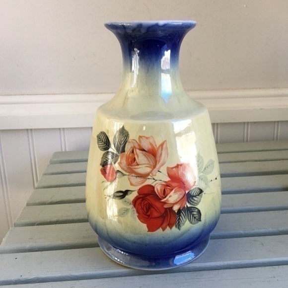 Brazilian | Accents | Vintage Brazil Lusterware Floral Rose Vase 426 ...